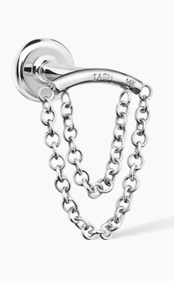 Double Chain Drape White Gold – Off Seids New York